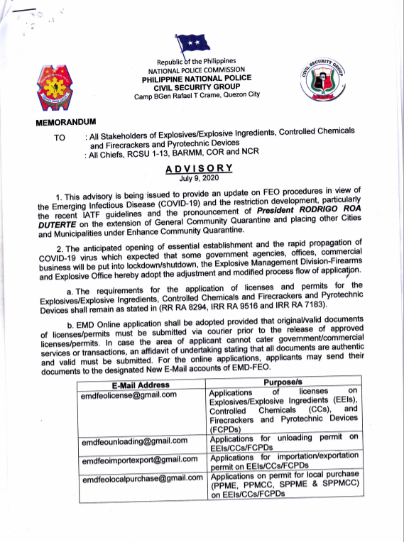 July 9, 2020 ADVISORY on FEO procedures – NSI Training and Consultancy ...