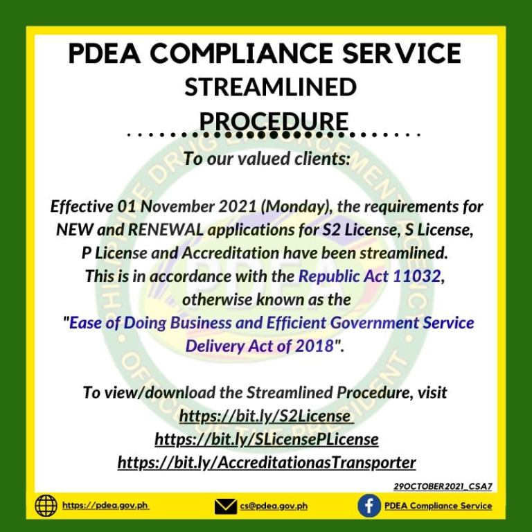PDEA Compliance Service Streamlined Procedure – NSI Training and ...
